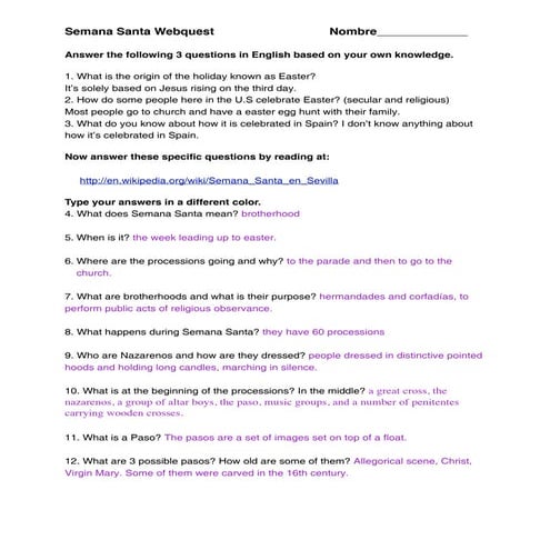 Semana Santa Webquest | PAGES