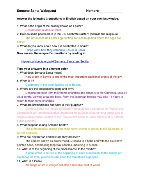 Semana Santa Webquest | PAGES
