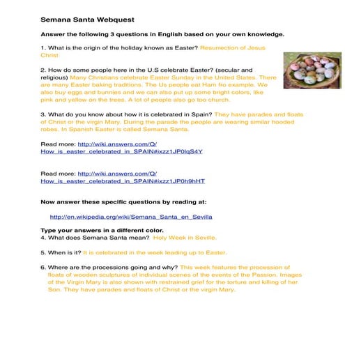 Semana Santa Webquest | PAGES