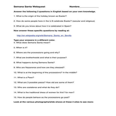 Semana santawebquest | PAGES