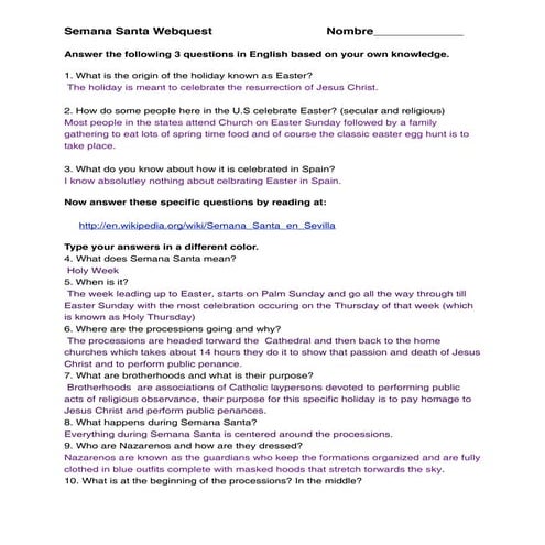 Semana Santa Webquest | PAGES