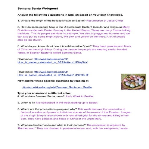 Semana santawebquest | PAGES