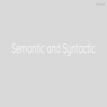Semantic and syntactic | PPTX