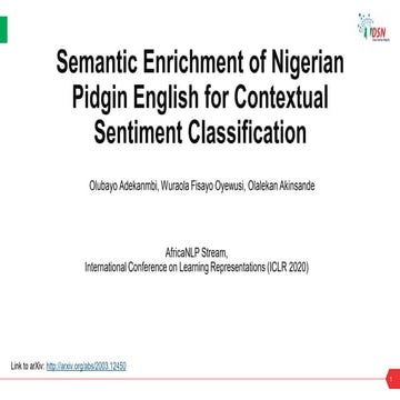 Semantic Enrichment of Nigerian Pidgin English for Contextual Sentiment Classification | PDF ...