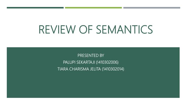 Semantics Senselogicreferring Expression Ppt