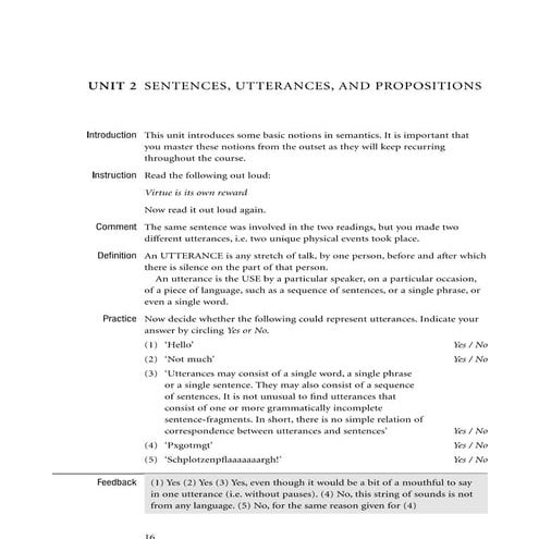 M2 session 2a sentence utterance meaning | PDF