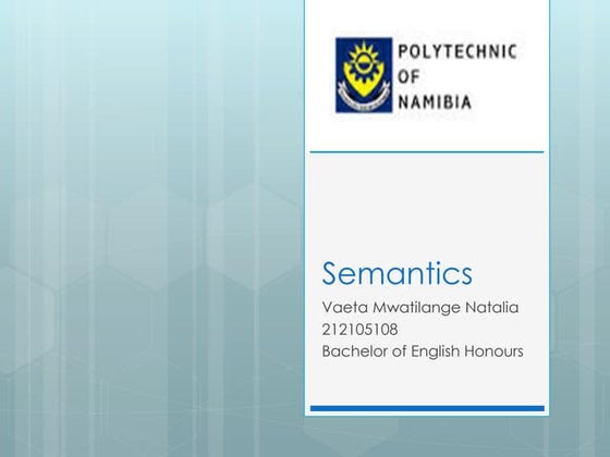 Semantics - Dimensions of Meaning | PPT