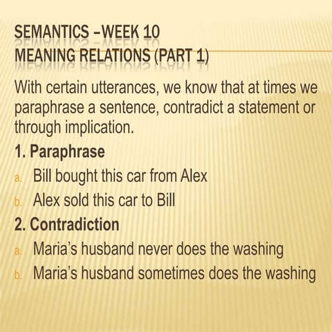 Semantics –week 10 | PPT