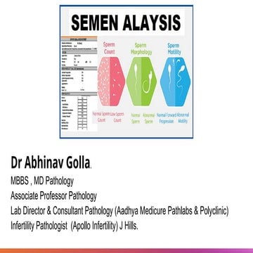Semen Analysis.pptx. Dr. Abhinav Golla . Associate Professor, Lab ...