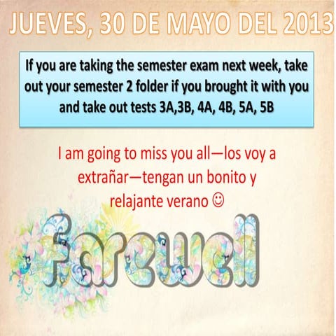 SPANISH Semester 2 EXAM Review | PPT | Free Download