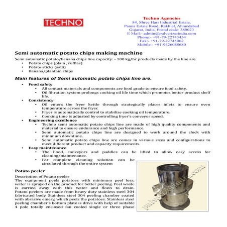 Semi automatic potato chips making machine offered by pulverizerindia.com