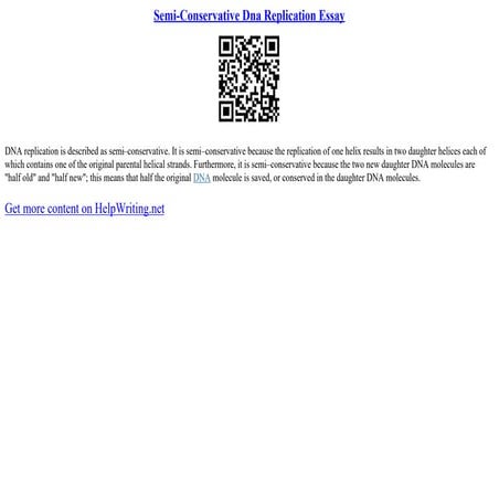 Semi-Conservative Dna Replication Essay | PDF | Biological Sciences ...