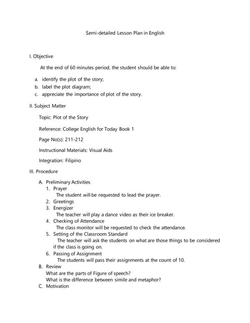 Elements of a short story.Lesson Plan | DOCX | Jewelry Making | Arts ...