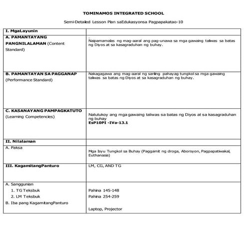 Semi detailed lp in esp.liezel 2 | PDF