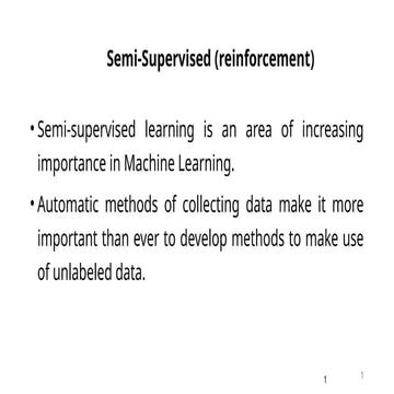 Semi-Supervised (reinforcement) essentials | PPTX