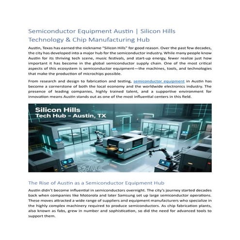Semiconductor Equipment Austin Silicon Hills Technology & Chip ...