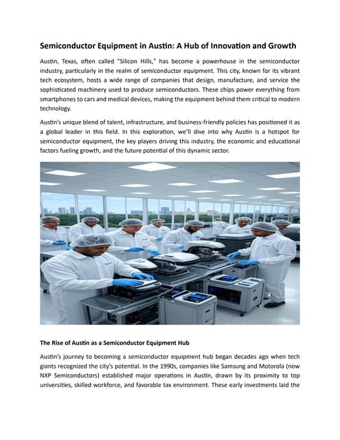 The Heart of Innovation Semiconductor Equipment in Austin | PDF