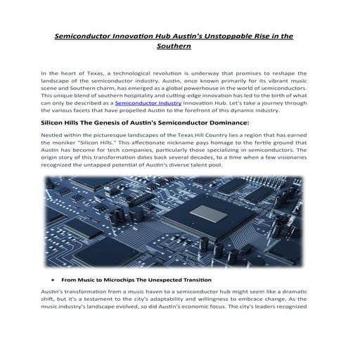 The Heart of Innovation Semiconductor Equipment in Austin | PDF