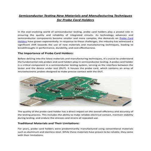 Semiconductor Testing New Materials and Manufacturing Techniques for ...
