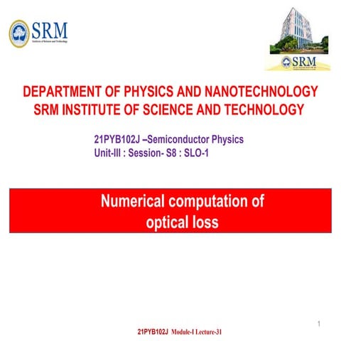 SEMICONDUCTOR PHYSICS OPTICAL LOSS COMPUTATION | PDF