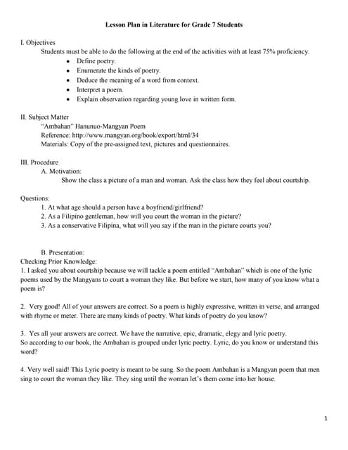 A Detailed Lesson Plan in English IV | PDF