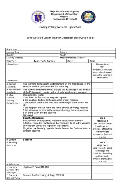 THE GRADE- 6 COT- SOLAR SYSTEM LESSON PLAN | PDF