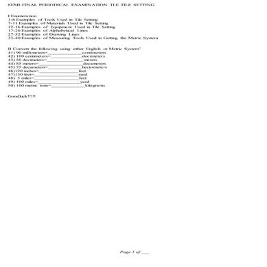 TILE SETTING SEMI-FINAL TEST | DOCX