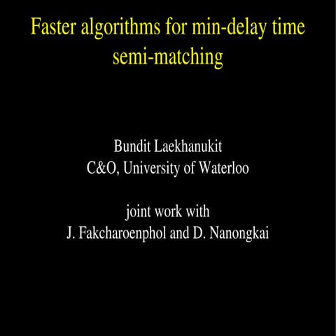Faster algorithms for semimatching problems | PDF | Programming ...