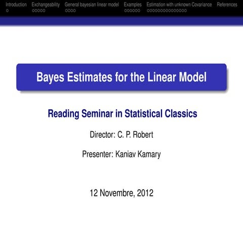 Reading The Lindley Smith 1973 Paper On Linear Bayes Estimators Pdf