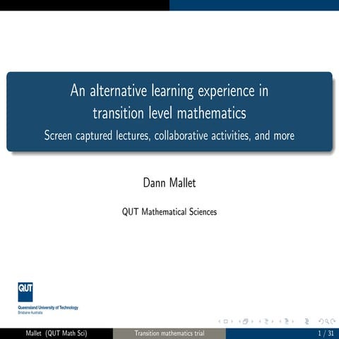An alternative learning experience in transition level mathematics | PDF