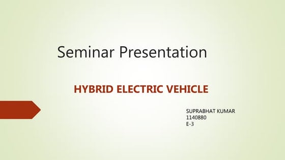 UNIT-V-ELECTRIC AND HYBRID VEHICLES.pptx | Green Vehicles | Auto Type