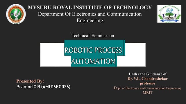 Robotic Process Automation Seminar Pptx Robotics Technology