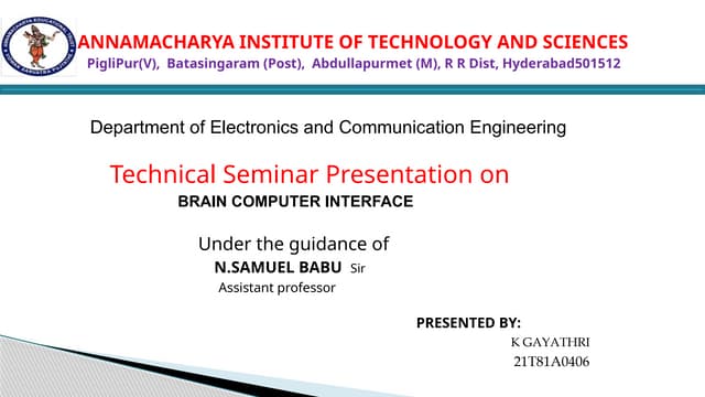 Brain-Computer Interface (BCI)-Seminar Report | DOCX