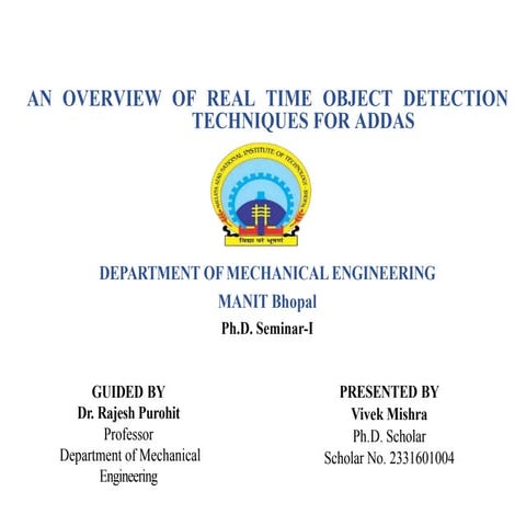 Seminar I Ppt Vivek Rt Object Detection Pptx