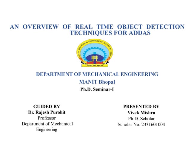 Seminar I Ppt Vivek Rt Object Detection Pptx