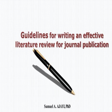 Comprehensive Guide to Writing Effective Literature Reviews for ...