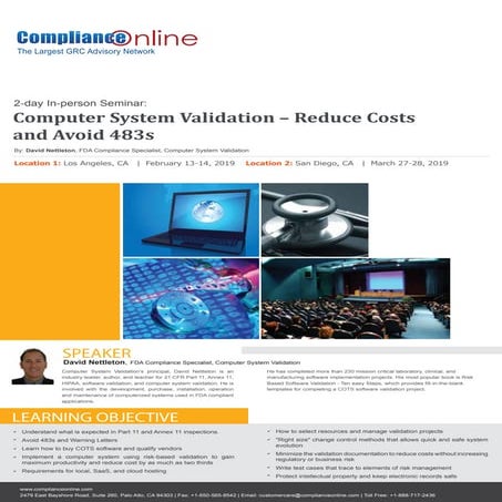 Computer System Validation Reduce Costs And Avoid 483s Pdf