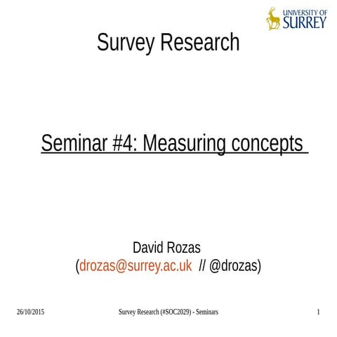 Survey Research (SOC2029). Seminar 4: measuring concepts | PDF