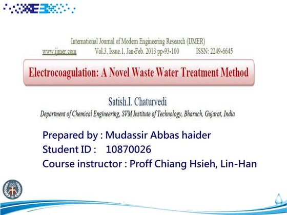 Introduction to Electrocoagulation - water treatment | PDF