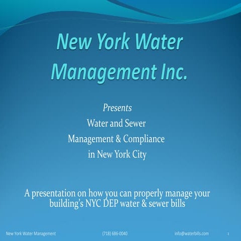 Water and Sewer Management & Compliance in New York City | PPT