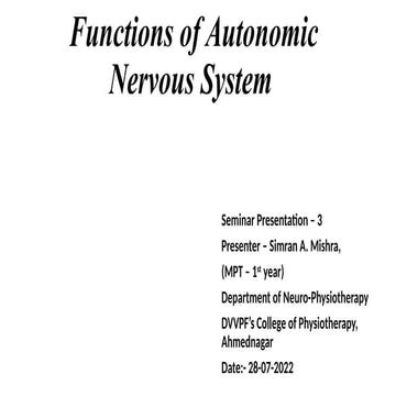 Neuroanatomy of Autonomic Nervous System | PPTX