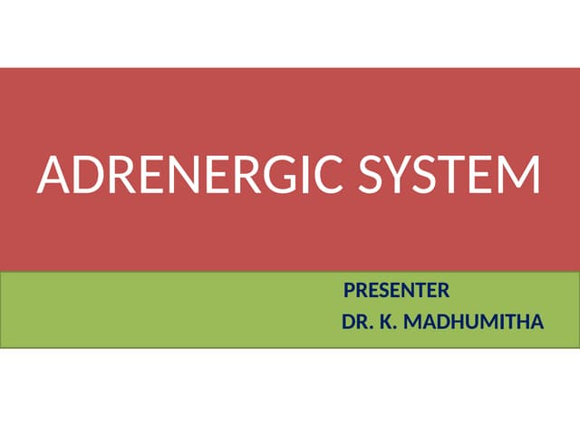Adrenergic system and drugs | PPTX