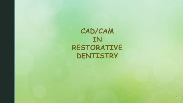 Cadcam in Dentistry | PPTX
