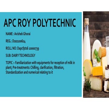 Operations in milk processing plant | PPTX