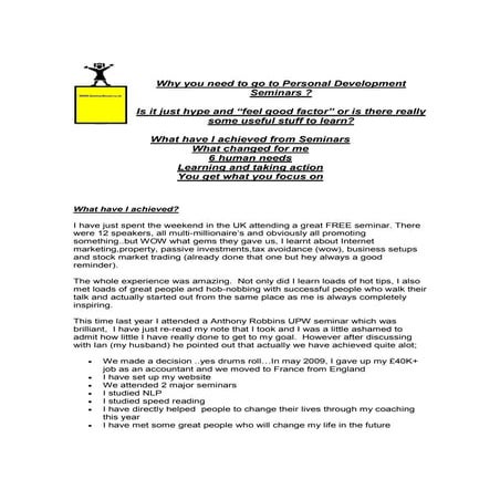 Seminar Boost.Co.Uk Why You Need To Go To Personal Development Seminars ...