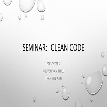 Seminar clean code | PPTX