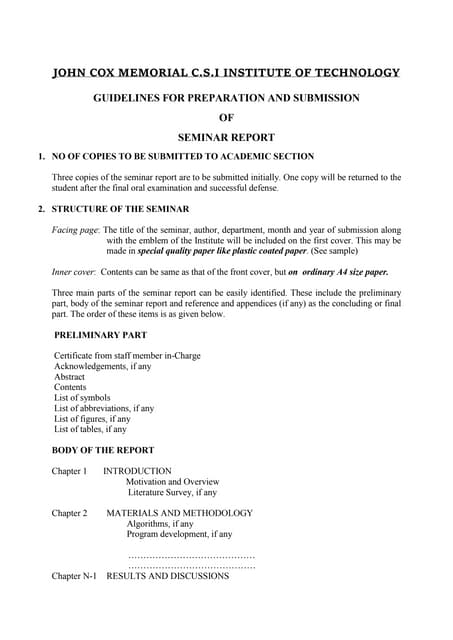 Sample Seminar Report Pdf