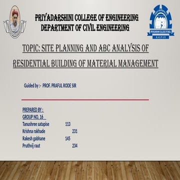 site planing and abc analysis of residential building of material ...