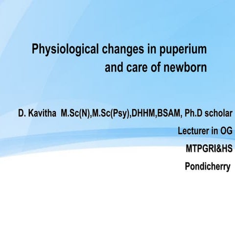 Physiological changes in puerperium | PPTX