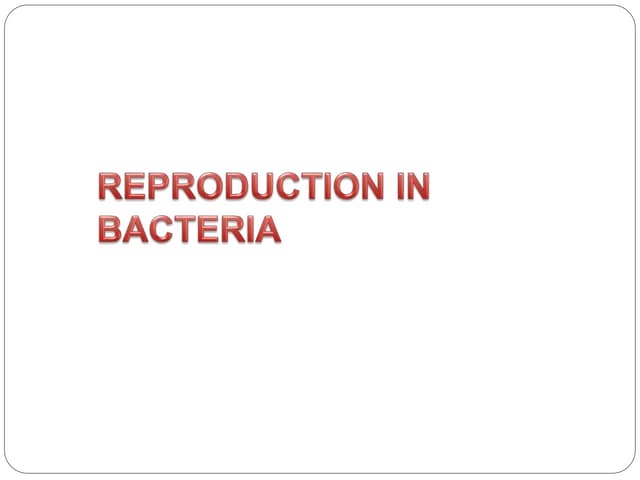Reproduction in bacteria | PPTX